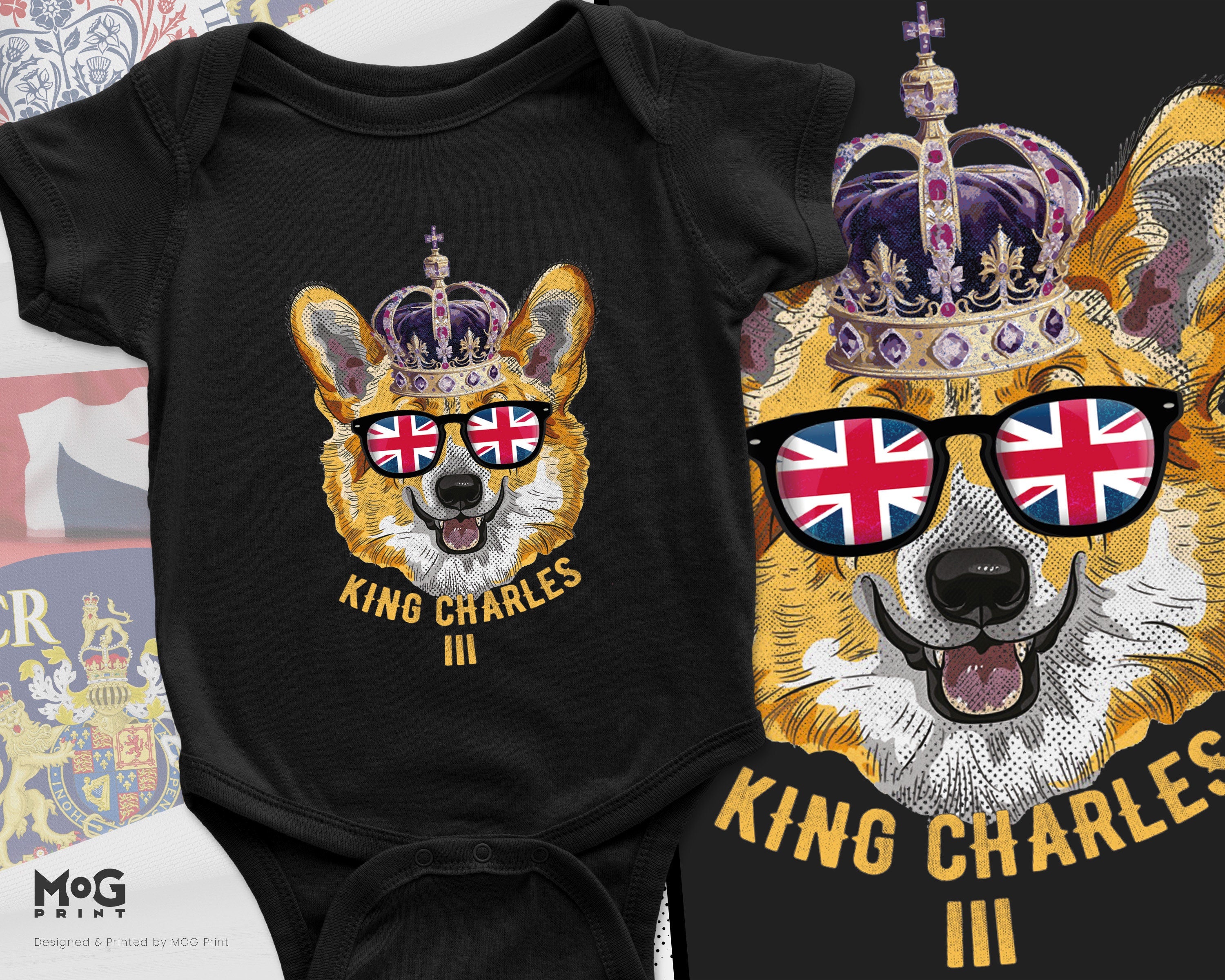 King Charles III Coronation - Baby Body Suit - Mog Print