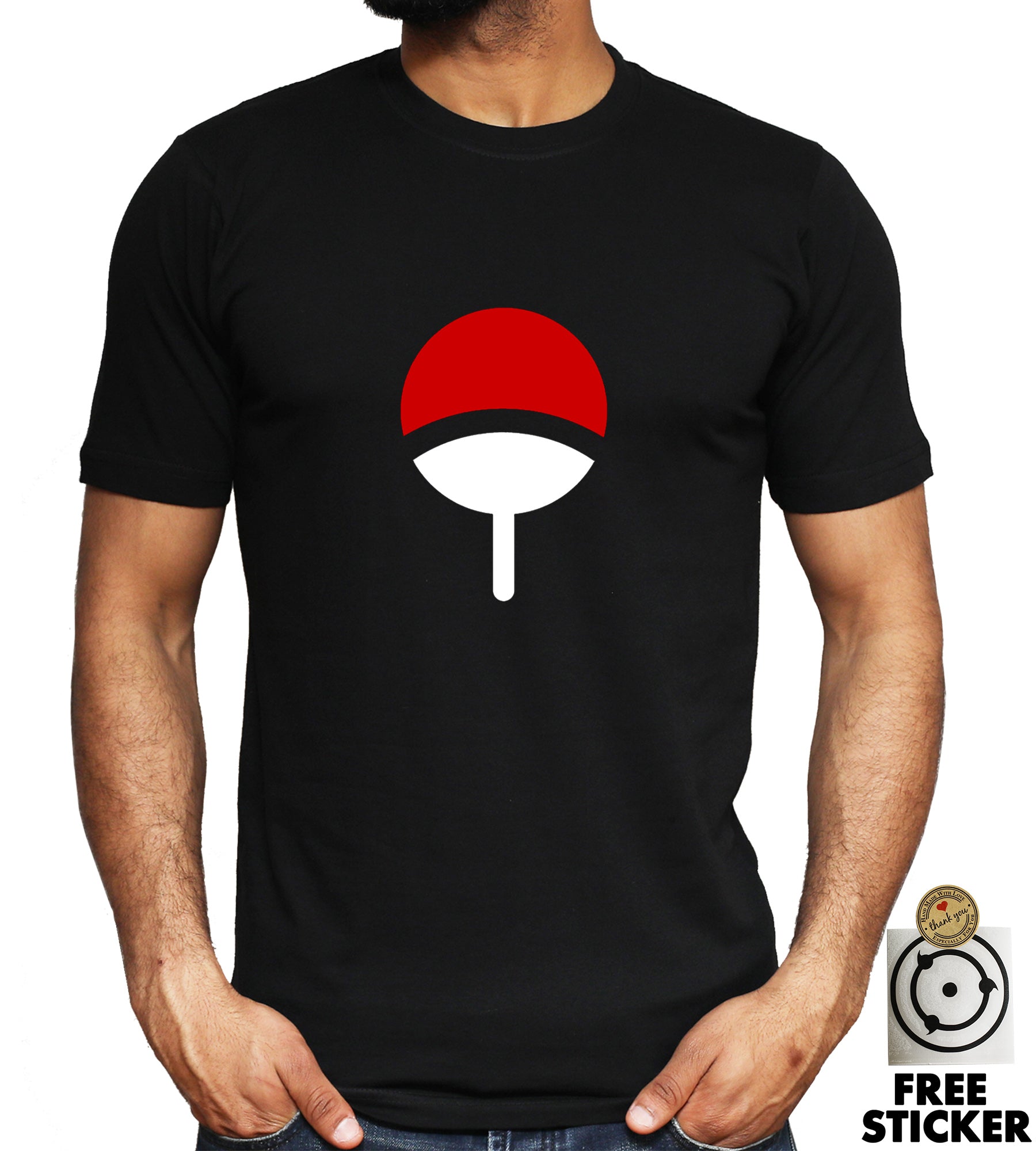 Uchiha Crest Logo T-shirt Naruto Anime Cosplay Symbol Itachi Sasuke Ma ...